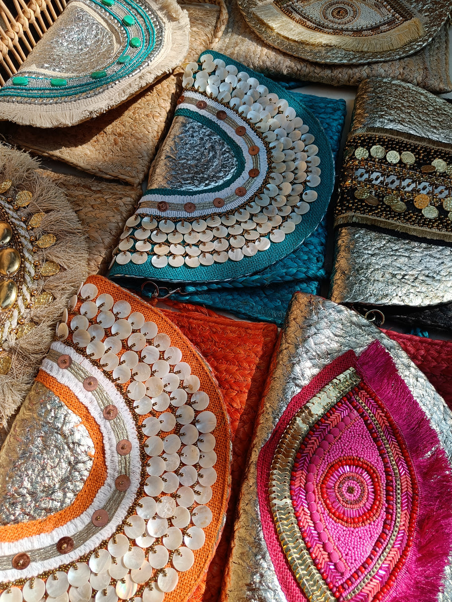 Blue Scaled Jute Bag – Rangeela Goa